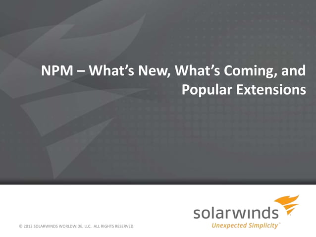 SolarWinds NPM at Cisco Live! 2013 | PPT