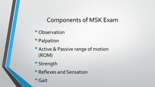 MsK exam fully covered for physiotherapist | PDF