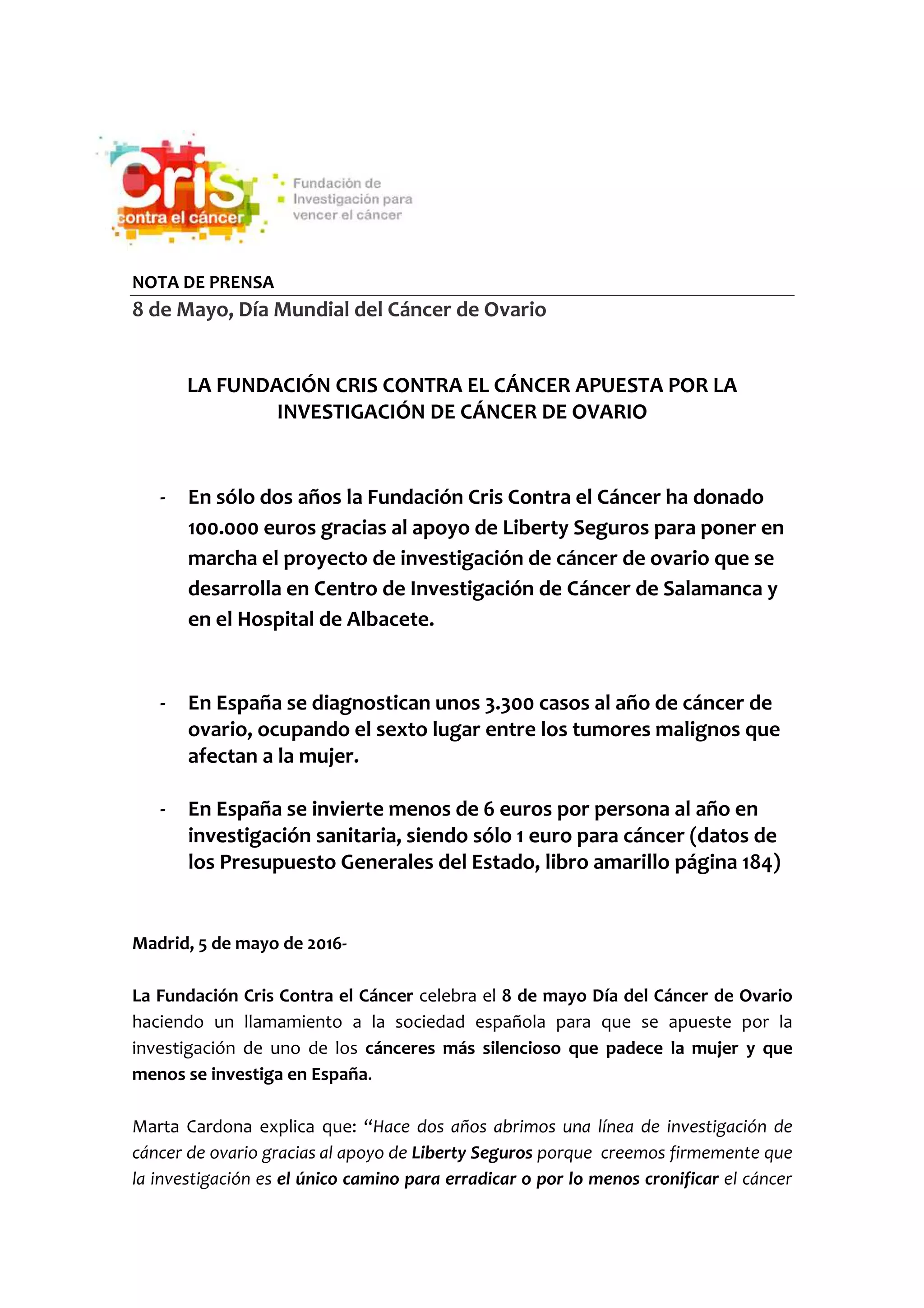 La Fundación Cris contra el cáncer apuesta por la investigación de ...