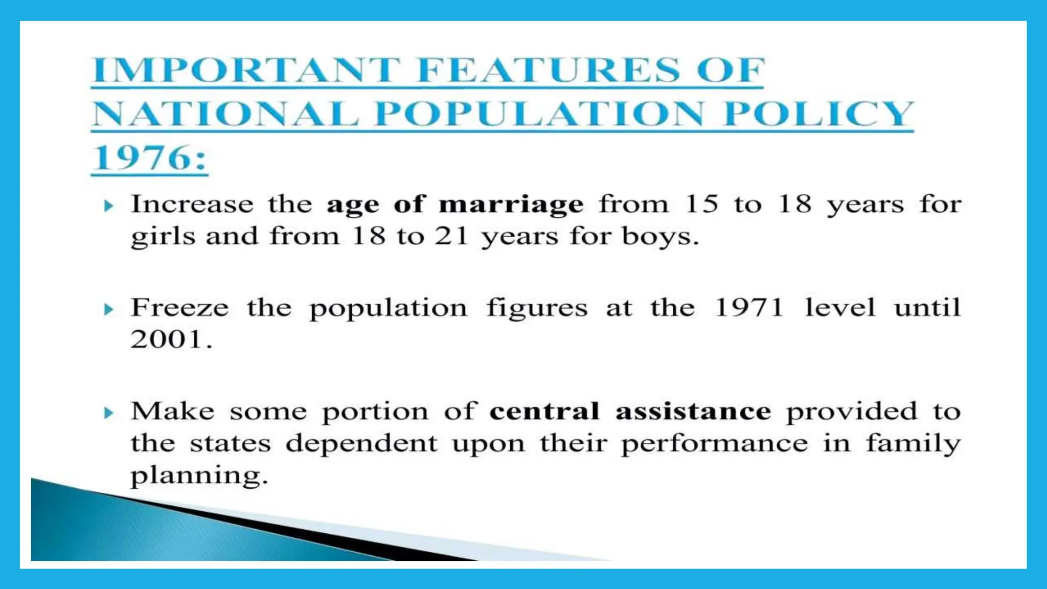NPP National population policyAfter independence the first objective of ...