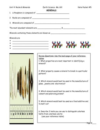 Np rocks and minerals | DOC | Geology | Science