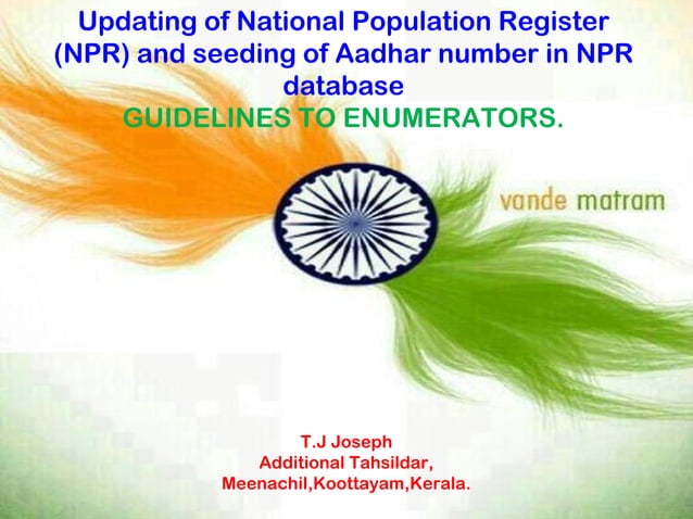 Updating of National Population Register (NPR) and seeding of Aadhar ...