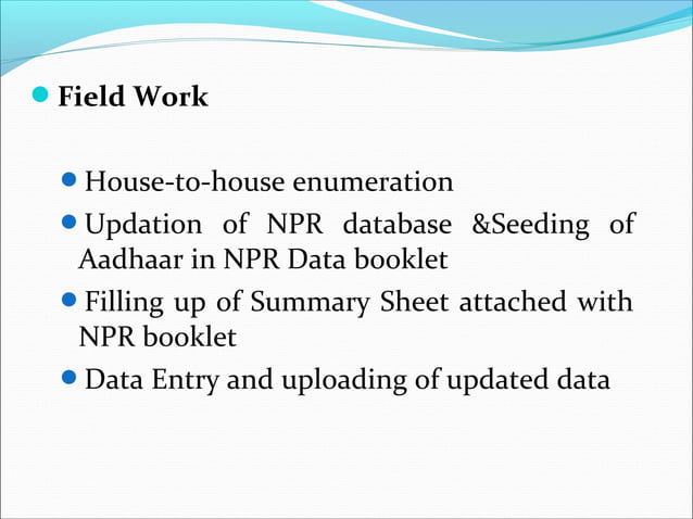 Updating of National Population Register (NPR) and seeding of Aadhar ...
