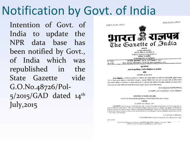 Updating of National Population Register (NPR) and seeding of Aadhar ...