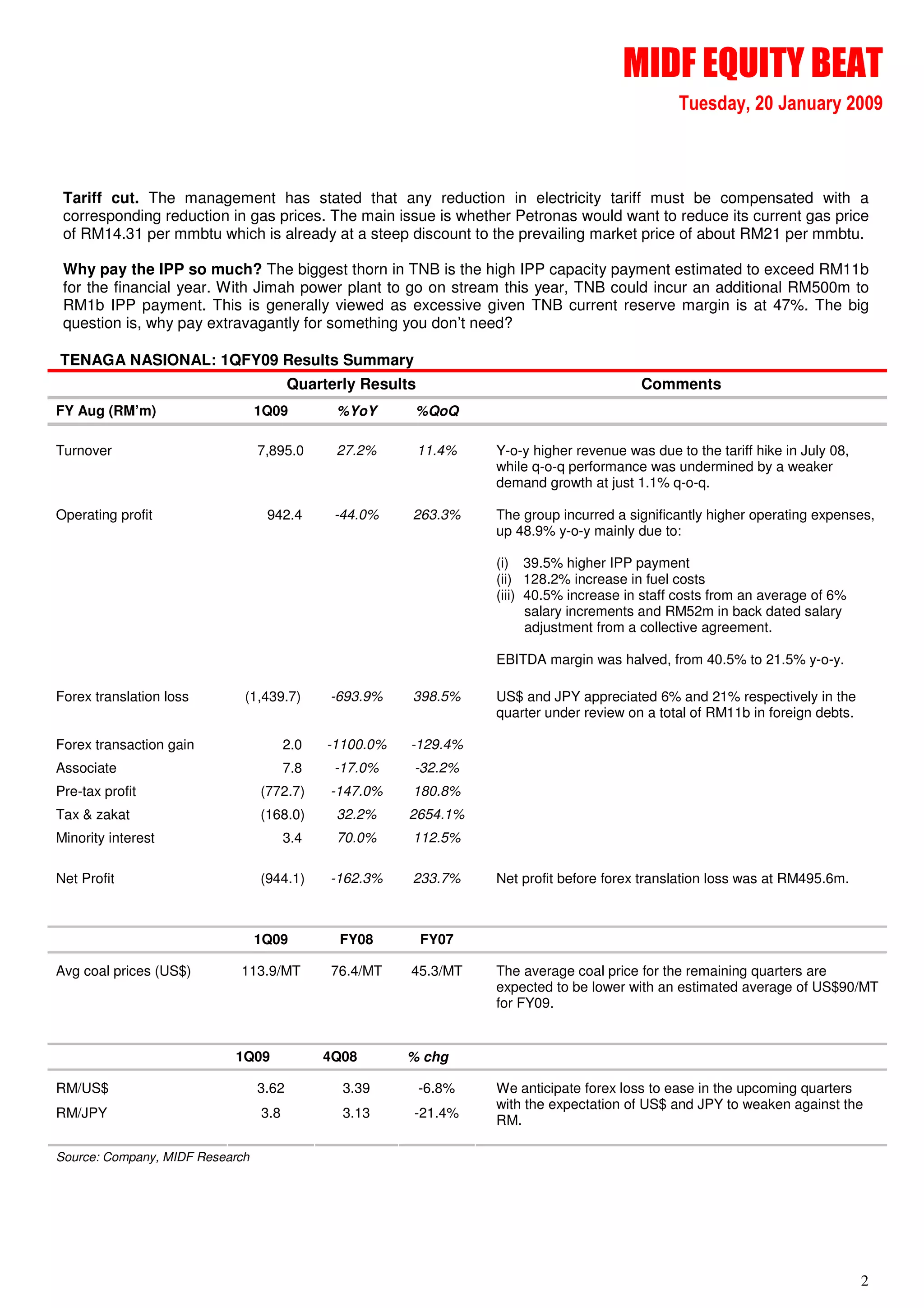 MIDF , TNB and IPP | PDF