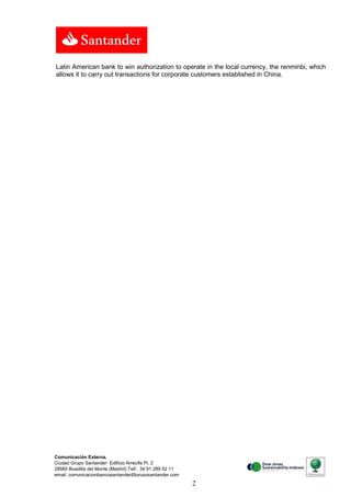 Santander signs a cooperation agreement with Bank of Shanghai and buys ...