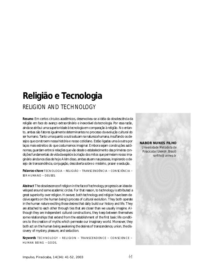 Religião e Tecnologia; Religion and technology