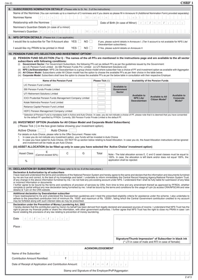 Nps editable form | PDF