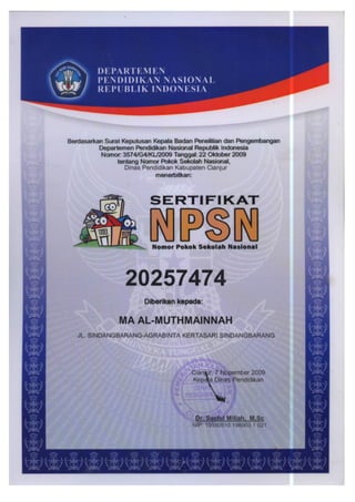 NPSN MA Al-Muthmainnah | PDF