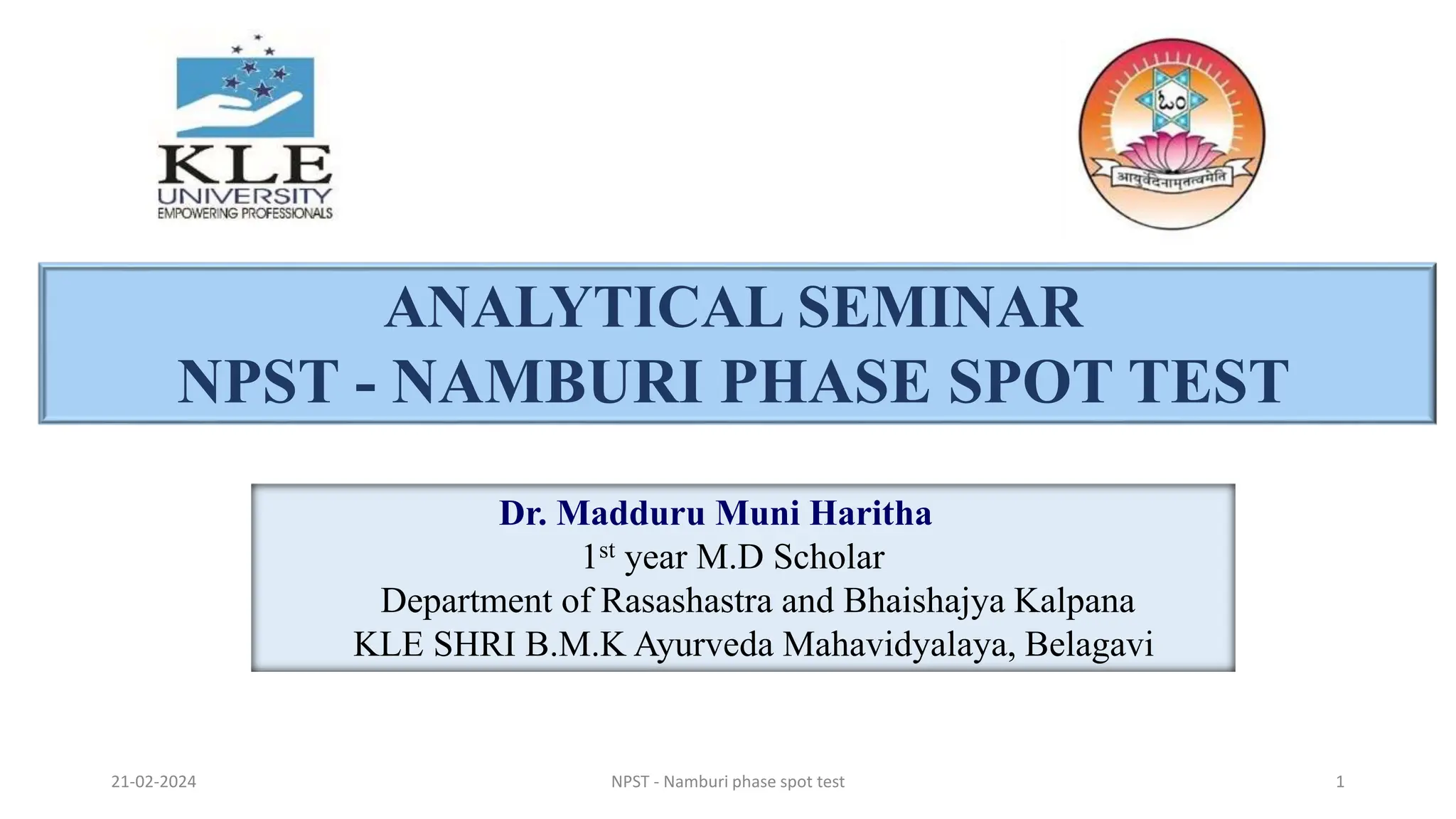 Namburi phased spot test - NPST To identify bhasma and sindhura - A ...
