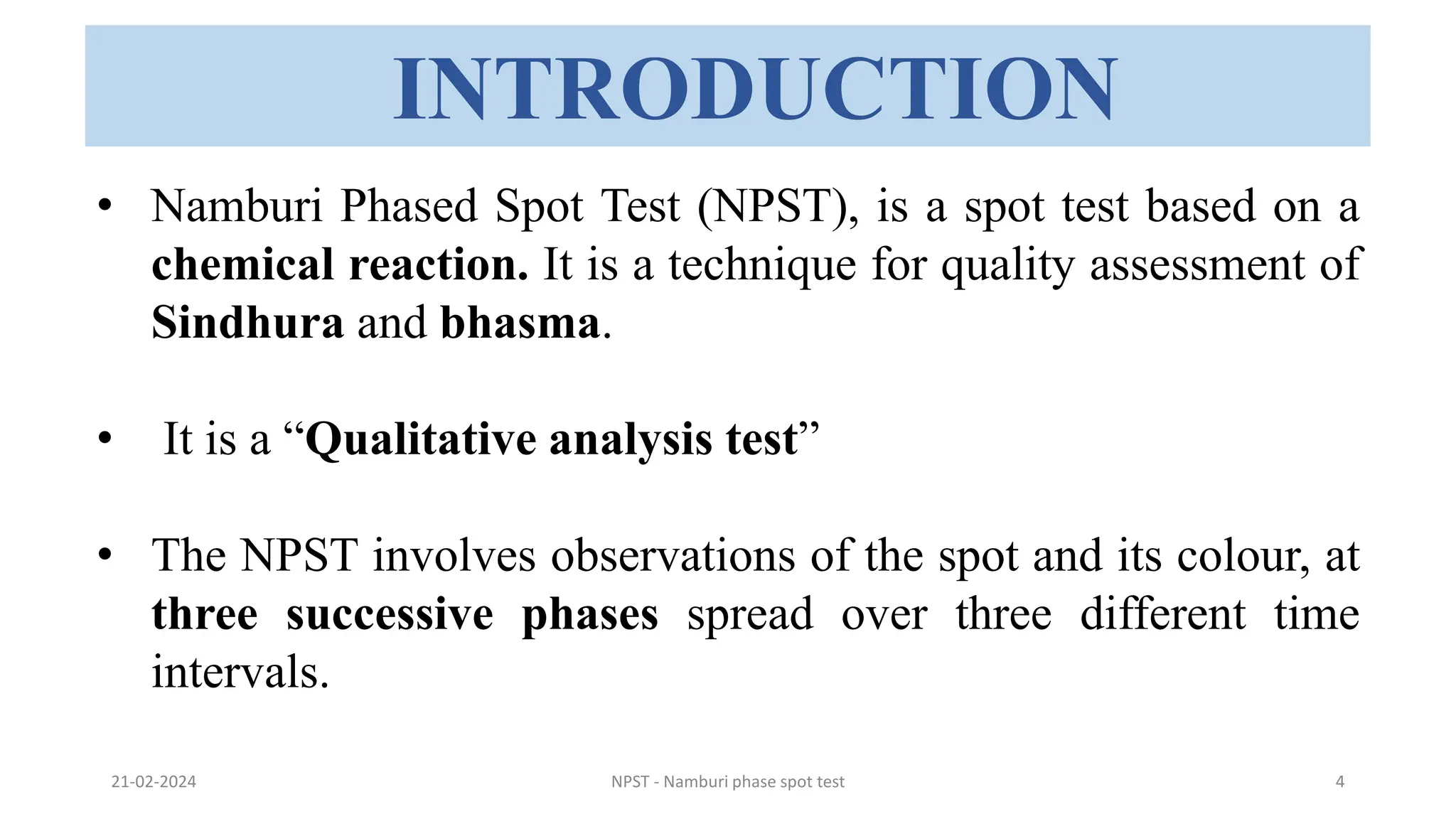 Namburi phased spot test - NPST To identify bhasma and sindhura - A ...