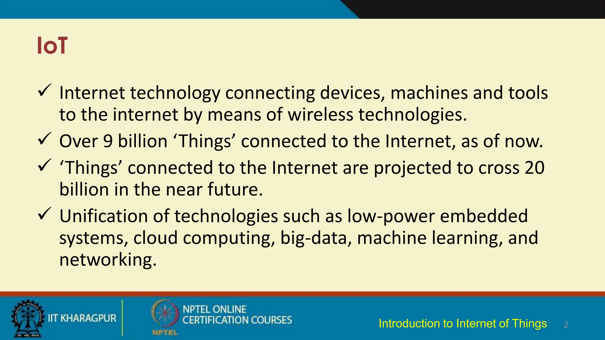 nptel 1, introduction to iot, By Prof. Sudip Misra | PDF