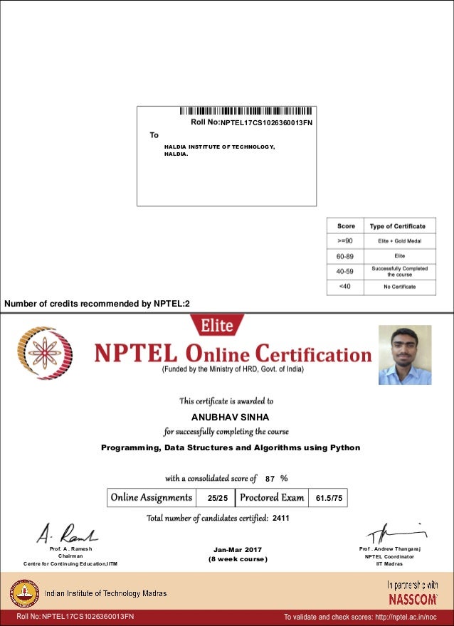 NPTEL Online Certification in Python