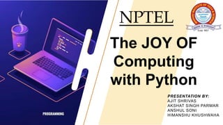 NPTEL complete.pptx.pptx | Programming Languages | Computing