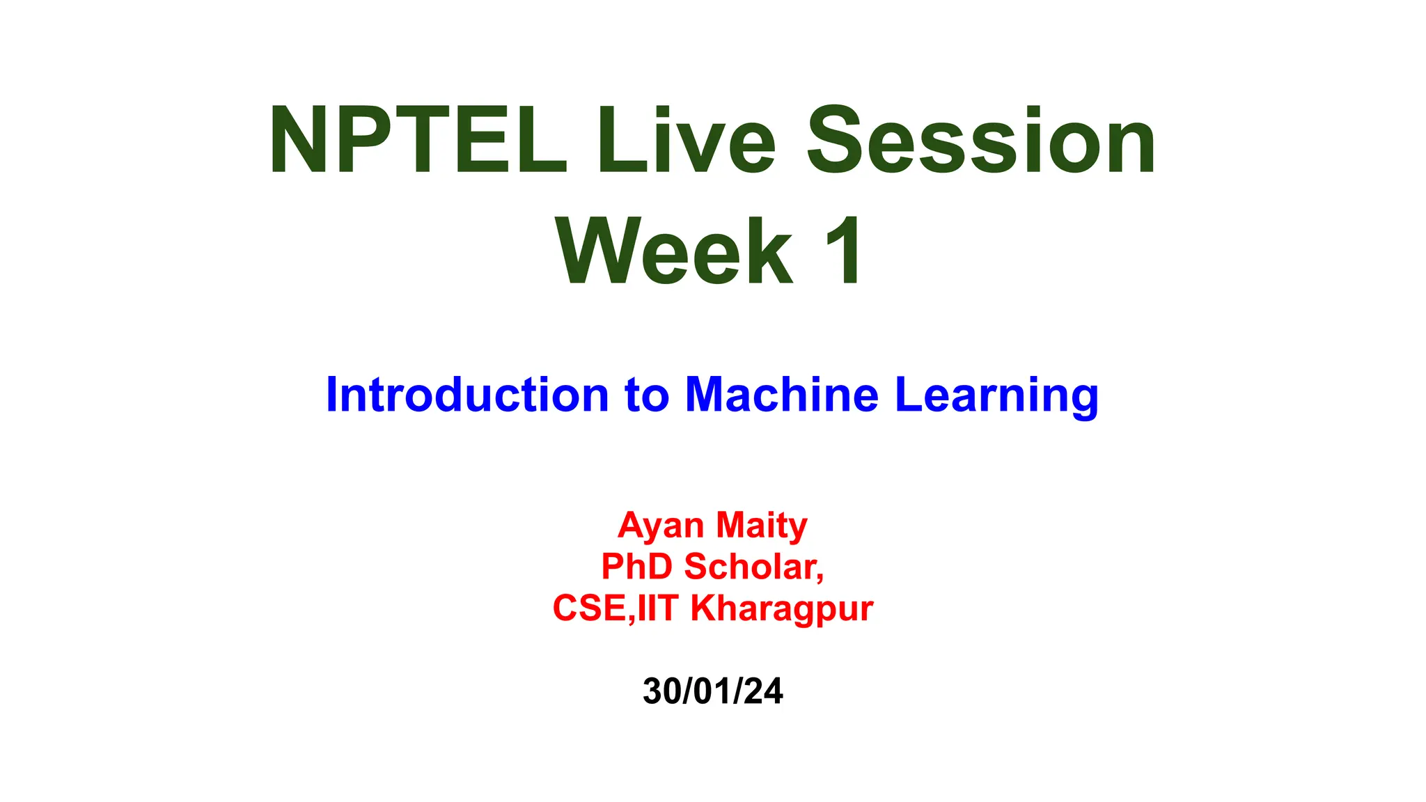 NPTEL Week 1-13.pdf introduction to machine learning | PDF