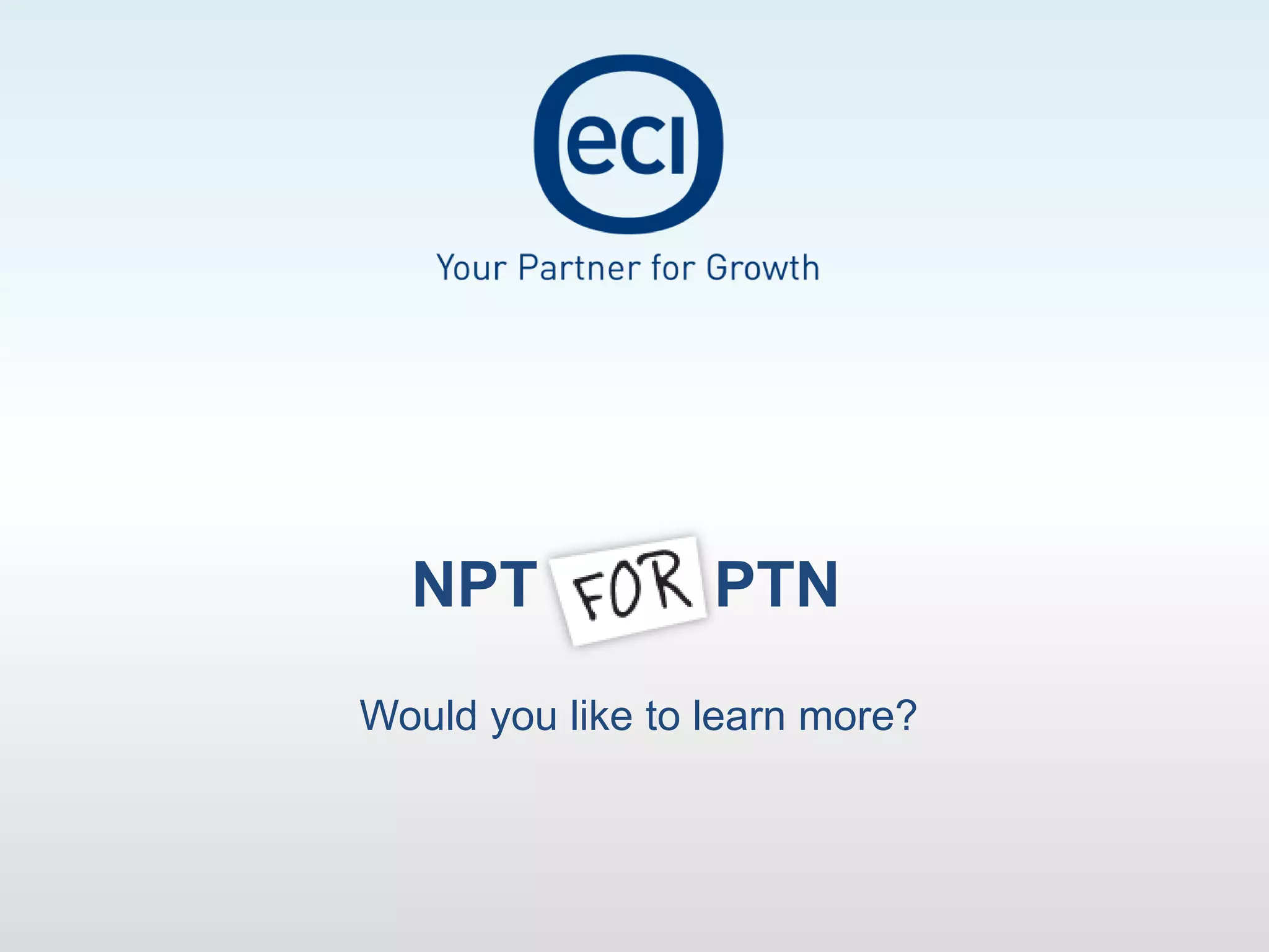 ECI Telecom: NPT for PTN | PPTX