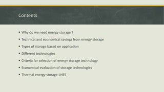 An introduction to energy storage technologies | PPTX