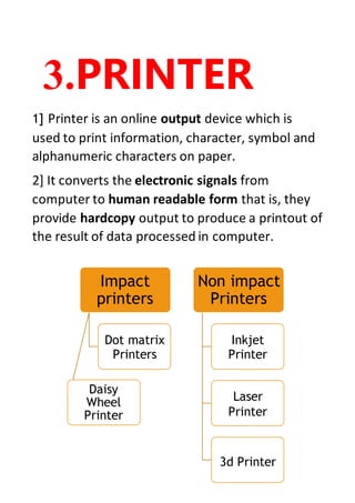 Input devices, Output devices , It's Types and CPU | PDF