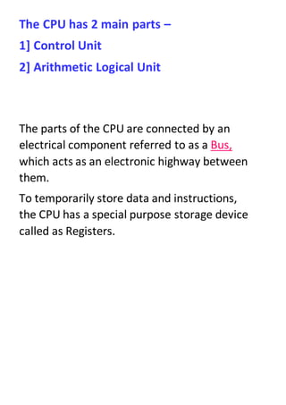 Input devices, Output devices , It's Types and CPU | PDF