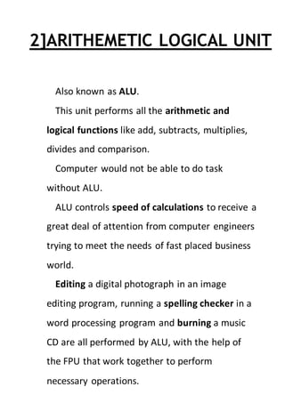 Input devices, Output devices , It's Types and CPU | PDF