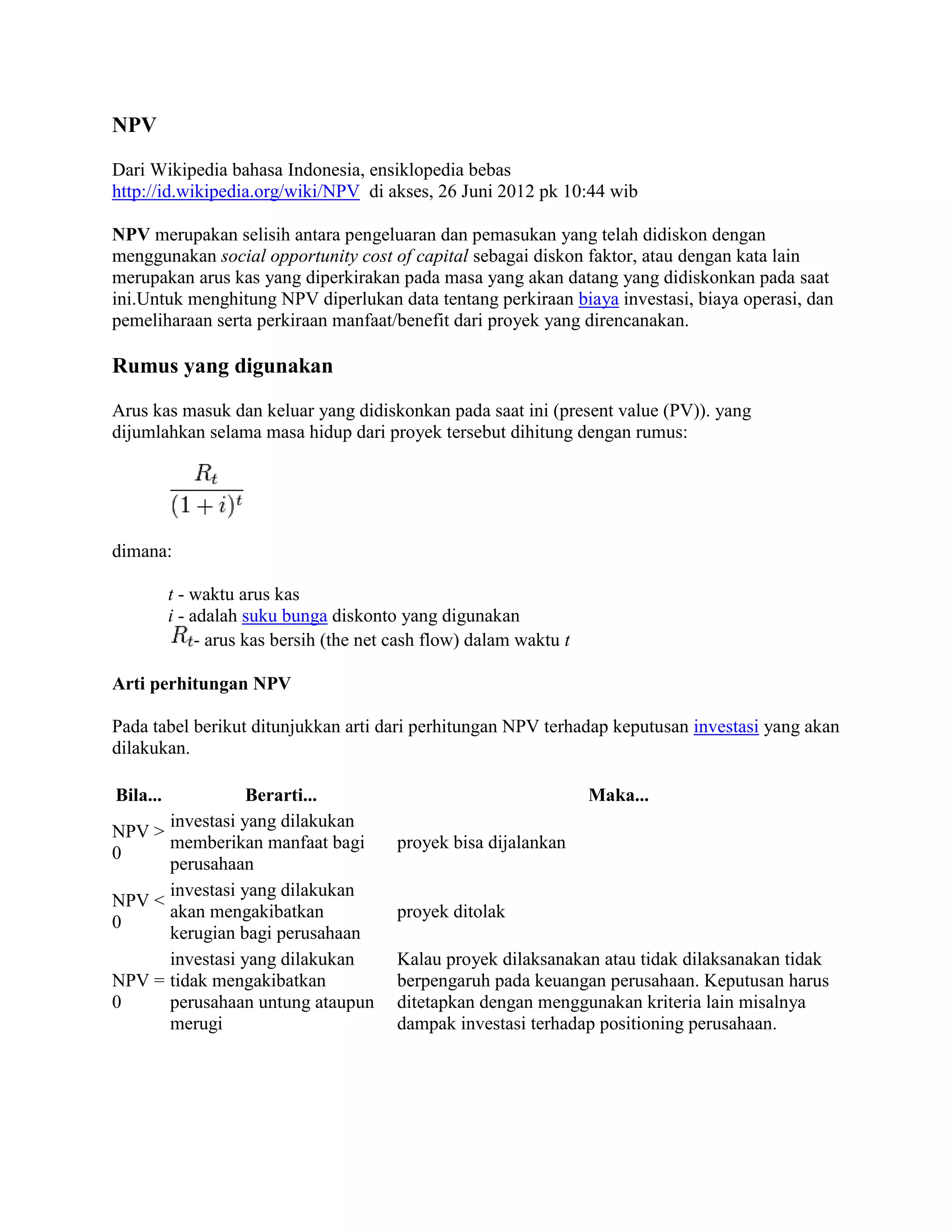 Npv irr-payback-period | PDF