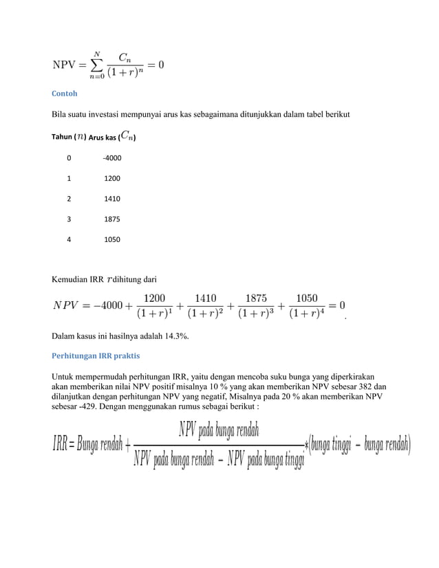 Npv irr-payback-period | PDF