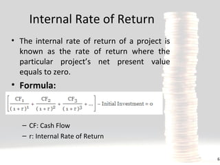 Npv and IRR, a link to Project Management | PPT