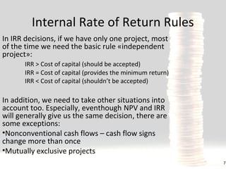 Npv and IRR, a link to Project Management | PPT