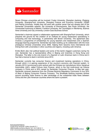 Banco Santander strengthens its relationship with Bank of Shanghai and ...