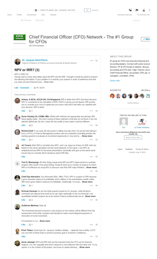 NPV or IRR? (3) CFO Network LinkedIn Discussion | PDF