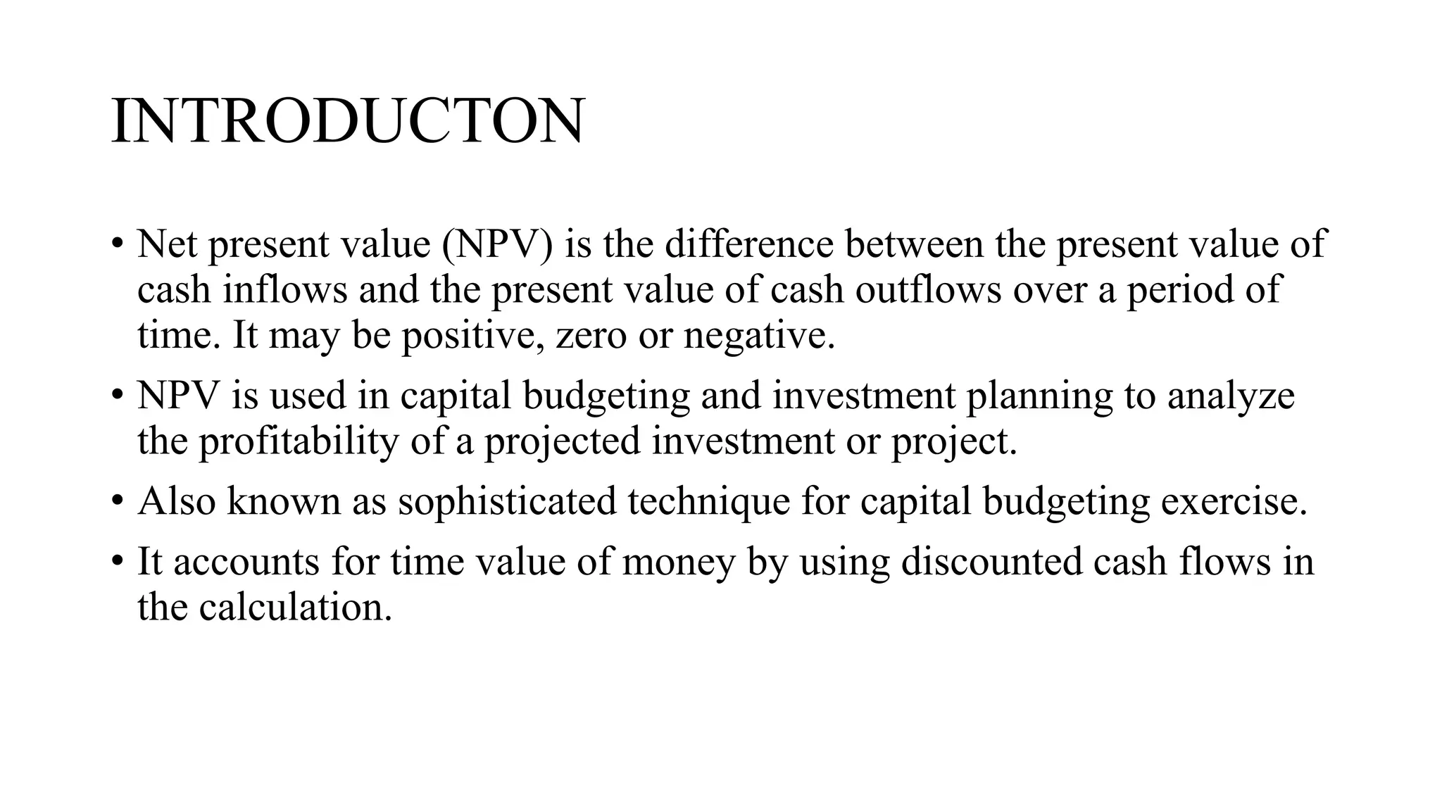 NET PRESENT VALUE (NPV) | PPTX