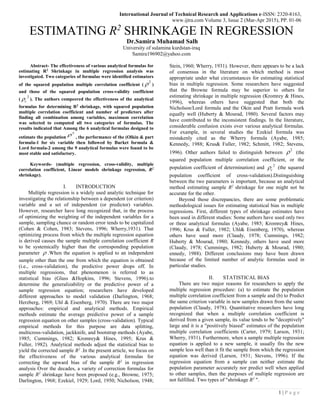 ESTIMATING R 2 SHRINKAGE IN REGRESSION | PDF