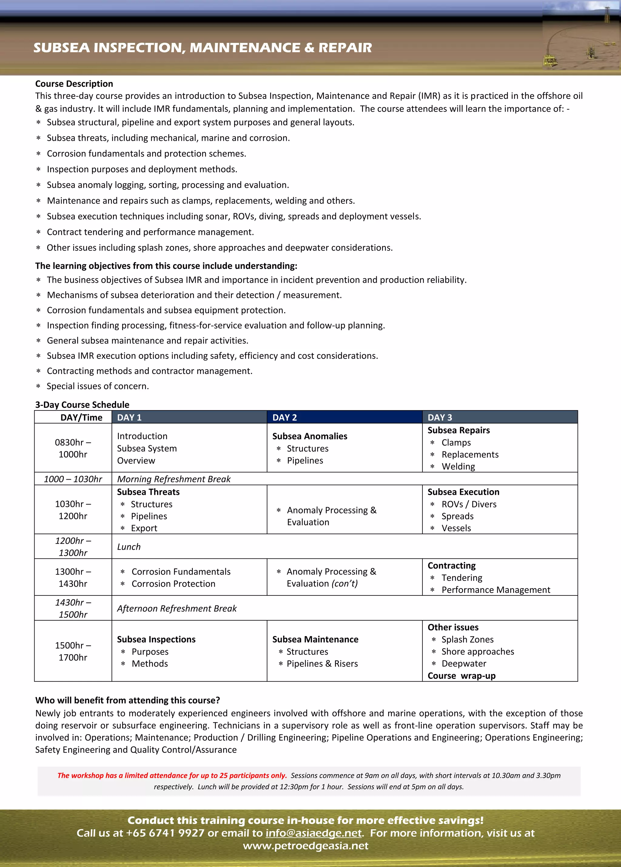 PD213 Introduction to Subsea Inspection, Maintenance & Repairs | PDF