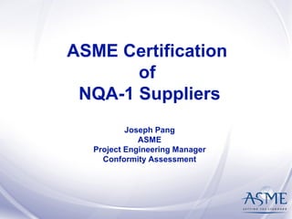 NQA Certification Program @ San Diego Oct 2010 | PPT