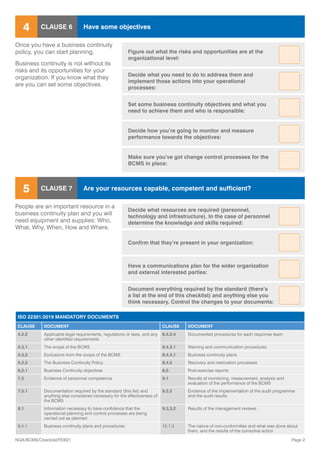 NQA ISO 22301 Business Continuity Checklist | PDF