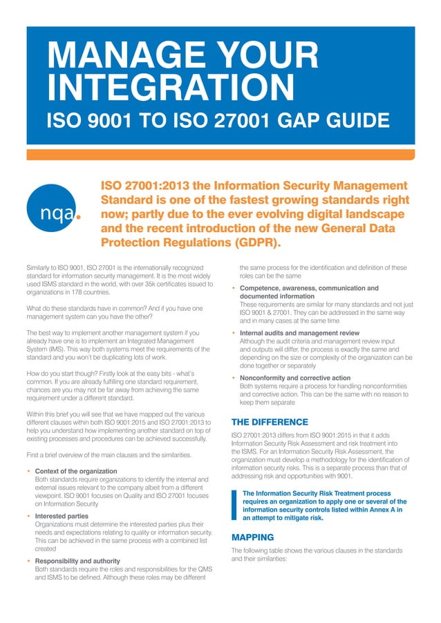 NQA ISO 9001 to ISO 27001 Gap Guide | PDF | Business Accounting & Finance | Business