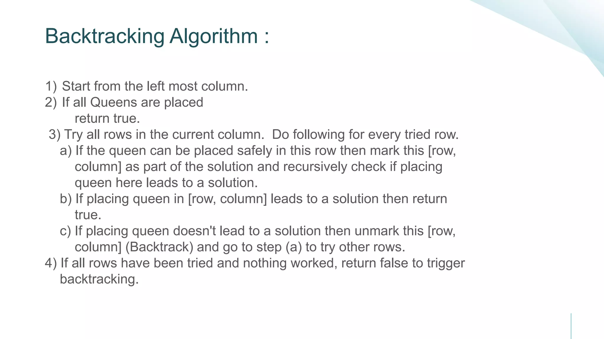 N Queen Algorithm | PPTX
