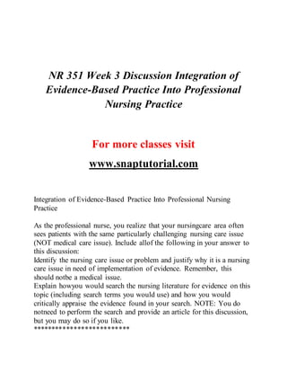 NR 351 Education Specialist / snaptutorial.com