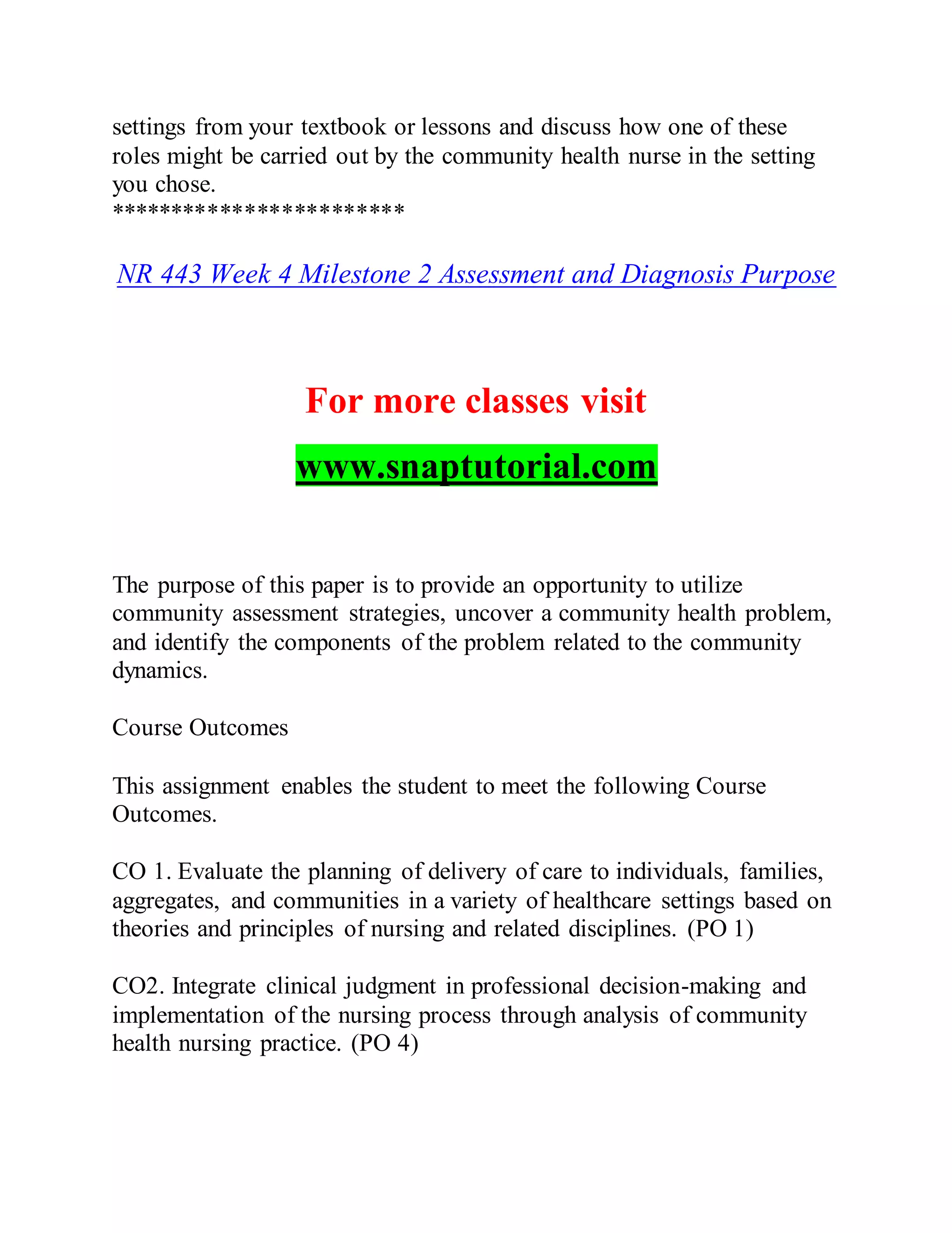 NR 443 EXceptional Education/snaptutorial.COM