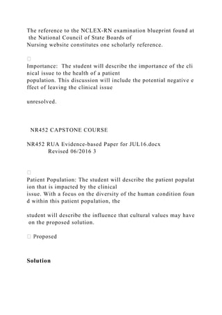 NR452 CAPSTONE COURSE Required Uniform Assignment Cap.docx