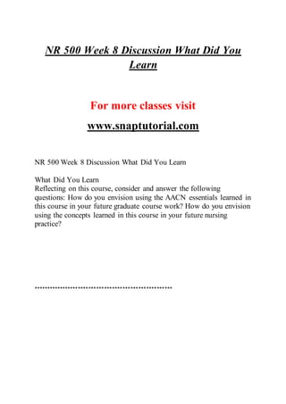 Nr 500 Education Specialist -snaptutorial.com