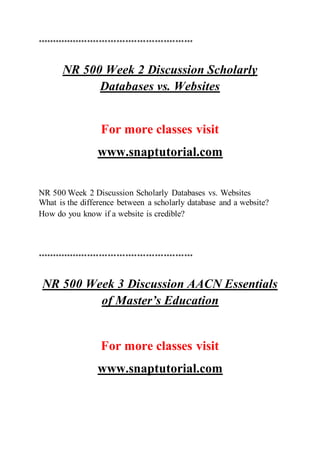 Nr 500 Education Specialist -snaptutorial.com