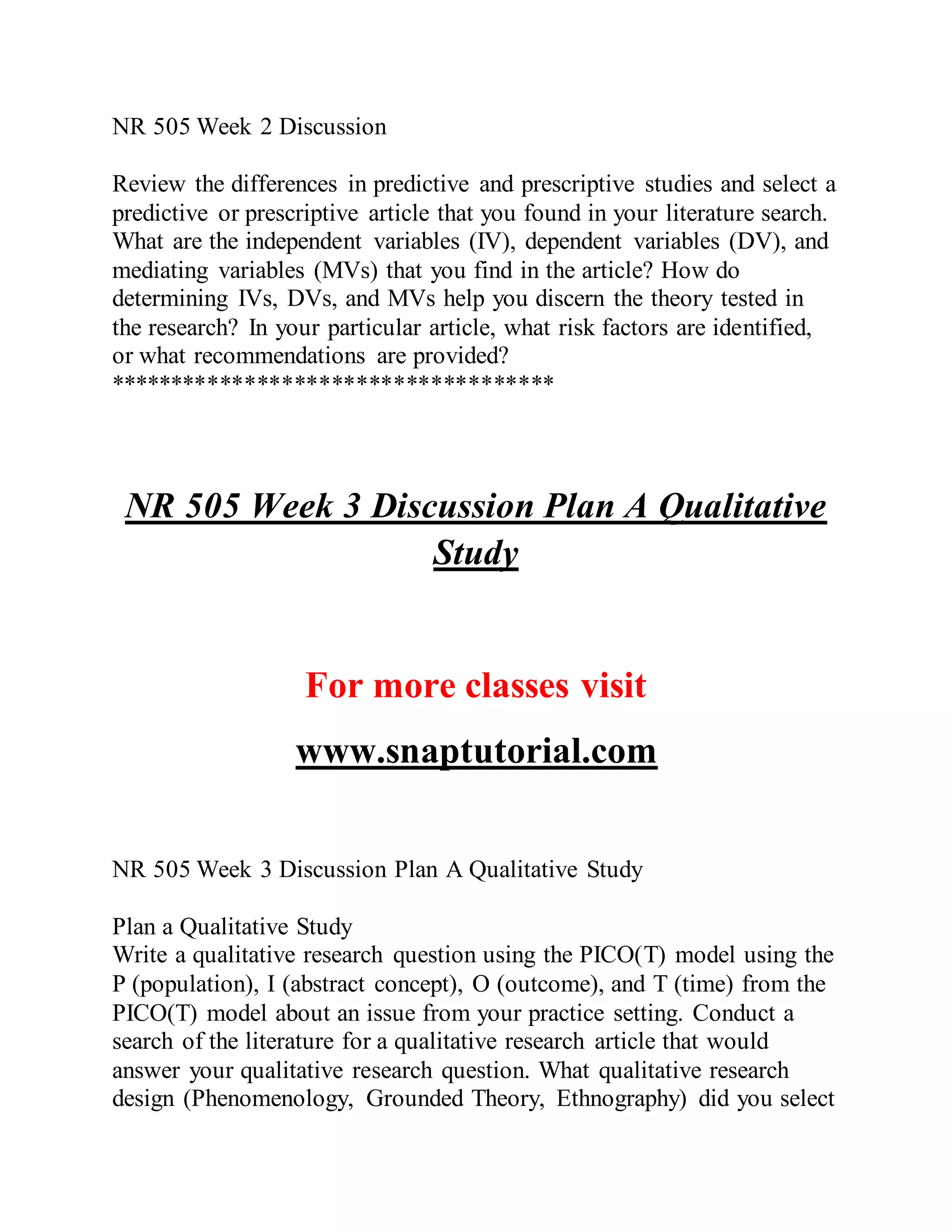 NR 505 EXceptional Education/snaptutorial.COM