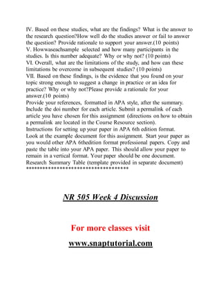 NR 505 EXceptional Education/snaptutorial.COM