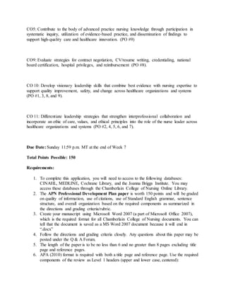 Nr 510 week 7 apn professional development plan | DOCX