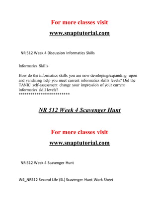 NR 512 Education Specialist / snaptutorial.com