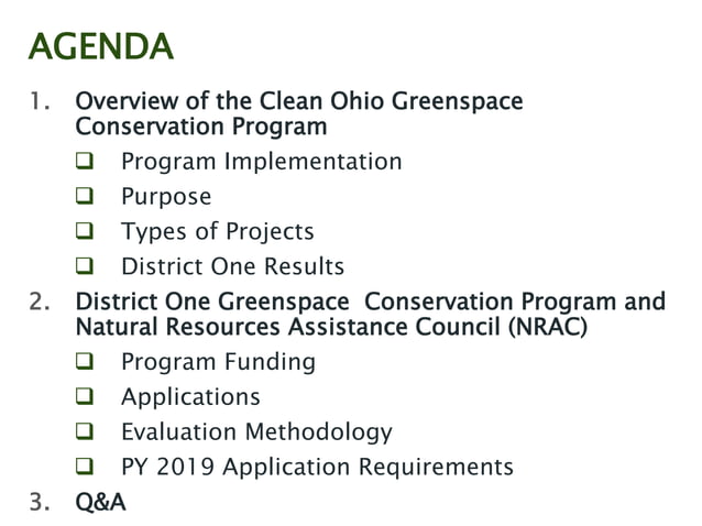 Clean Ohio Program Year 2019 Applicant Workshop | PPT