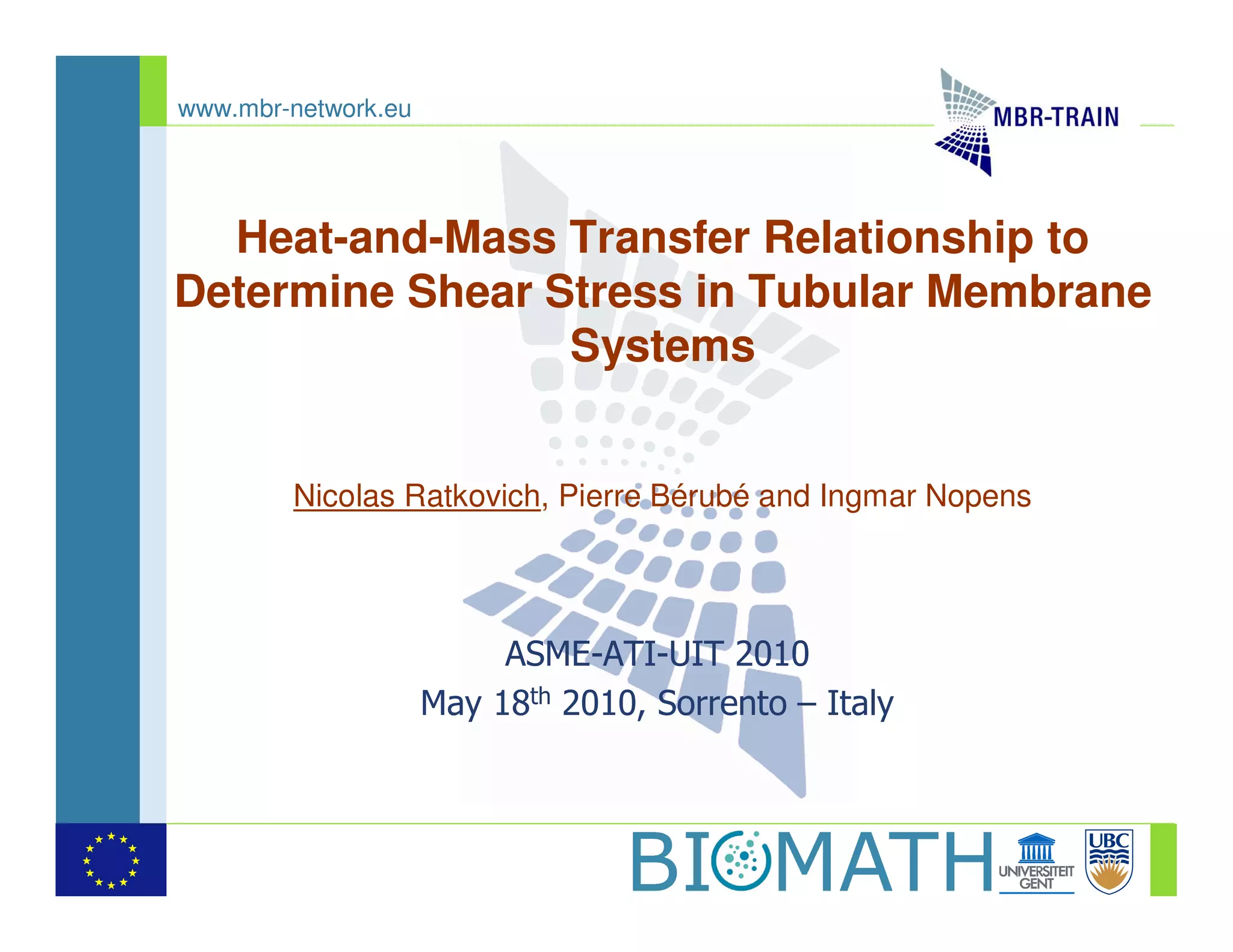 Heat-and-Mass Transfer Relationship to Determine Shear Stress in ...