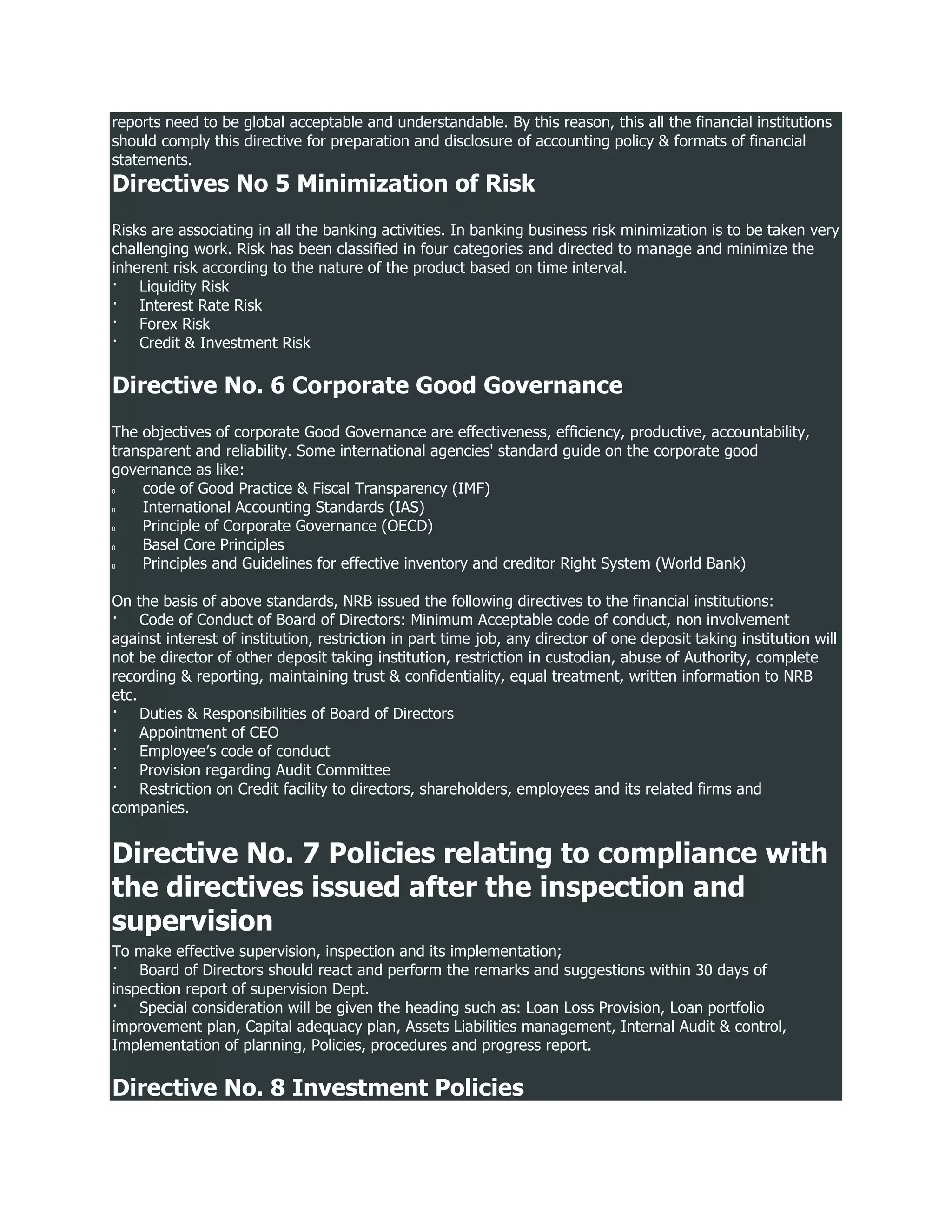 Nrb directives and their compliance | DOCX