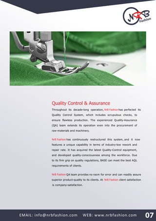 NrB fashion profile | PDF | Apparel Industry | Industries